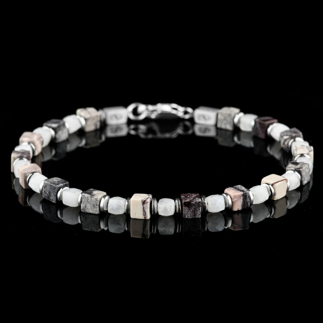 Porcelain Jasper Moonstone Bracelet - Handcrafted Quality